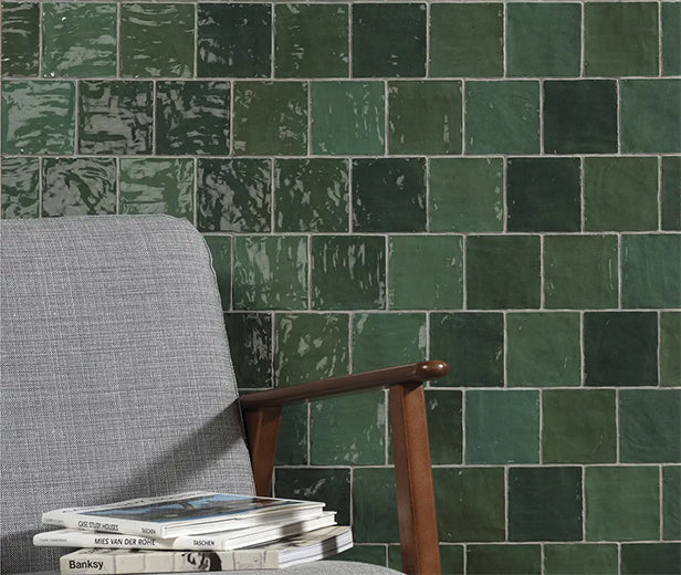 Riad Square - Green 4x4 ceramic tile wall and floor tiles – Imperial Tile